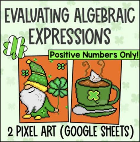 Evaluating Algebraic Expressions Substitution Digital Pixel Art Spring