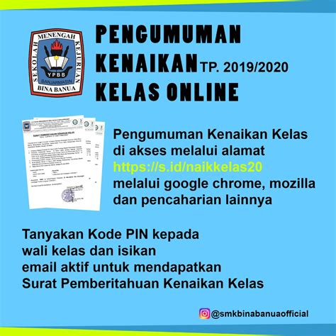 Pengumuman Kenaikan Kelas Semester Genap Tahun Pelajaran 2019 2020