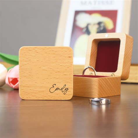 Custom Name Ring Box Wooden Ring Box Proposal Ring Box Wedding Ring Bearer Anniversary T
