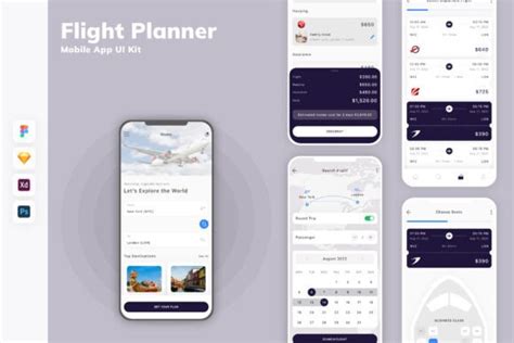 Flight Planner Mobile App Ui Kit Graphic By Betush · Creative Fabrica