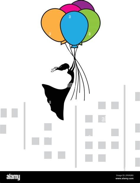 Romantic Balloon Flight Vector Graphic Design Element Stock Vector