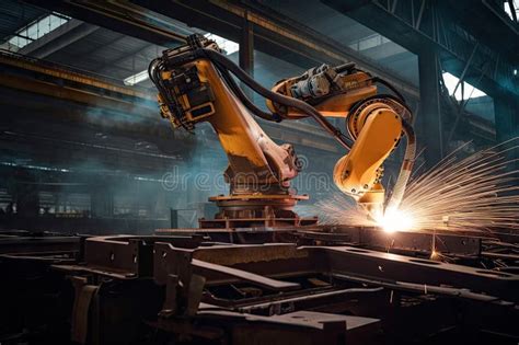 Industrial Robot Performing A Delicate And Precise Welding Operation
