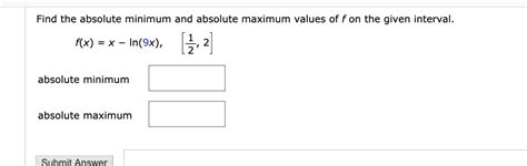 solved find the absolute minimum and absolute maximum values of f on
