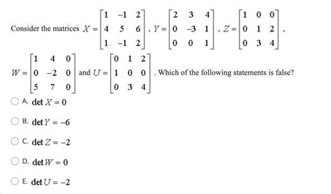 Solved Consider The Matrices Chegg