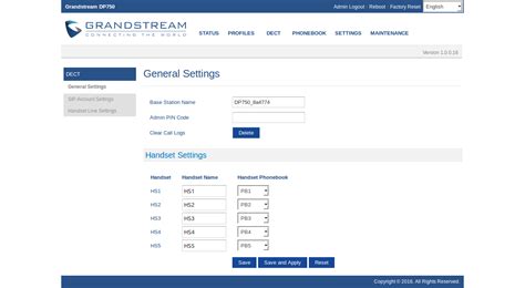 Dect General Settings Sinologic