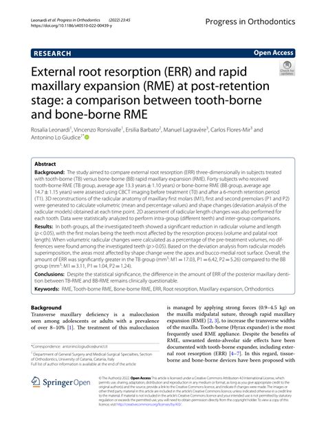 Pdf External Root Resorption Err And Rapid Maxillary Expansion Rme At Post Retention Stage