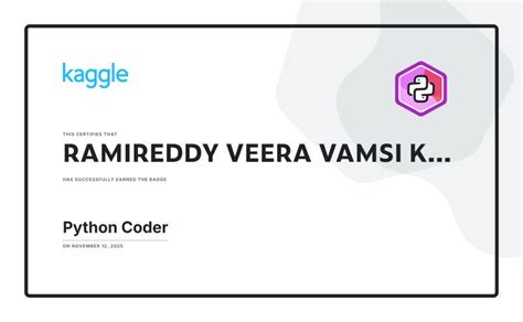 Python Kaggle Datascience Programming Certification Veera Vamsi