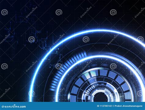 Technological Intelligent Interface Hud Connection Abstract Back Stock
