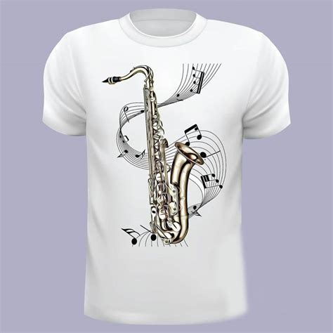 Music Notes Saxophone Print T Shirt Mens Tshirts Music Tshirts