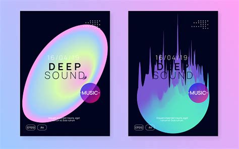 테크노 파티 브로셔에 대한 밝은 결함 쿨 클럽 포스터 후투 Dj에 대한 스톡 벡터 아트 및 기타 이미지 Dj 리듬 모양