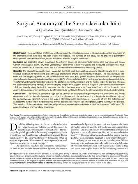 Surgical Anatomy Of The Sternoclavicular Joint Pdf Anatomical Terms
