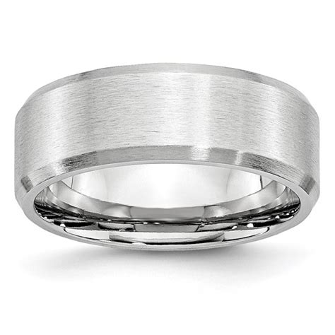 Cobalt 8mm Satin Wedding Band With Beveled Edges Cc15 Joy Jewelers