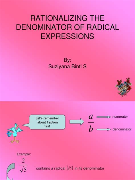 Rationalizing Radical Denominators Pdf Fraction Mathematics