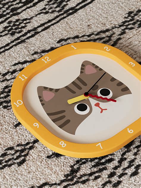 Cute Cartoon Cat Wall Clock Silent Room Decorative Timepiece More Angle