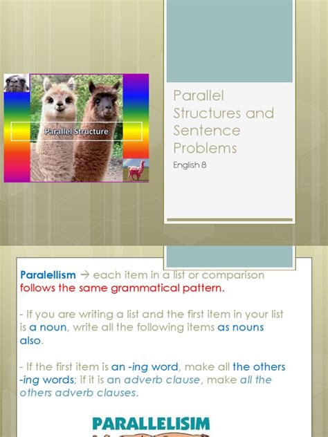 Parallel Structures And Sentence Problems Pdf English Language Noun