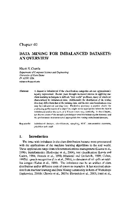 Pdf Data Mining For Imbalanced Datasets An Overview