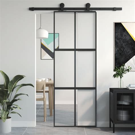 Maison Exclusive Puerta Corredera Vidrio Templado Y Aluminio Negra