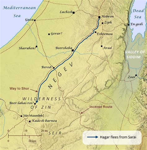 Hagar Flees From Sarai Bible Mapper Atlas
