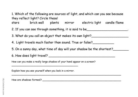 Facts About Light Quiz English ESL Worksheets Pdf Doc