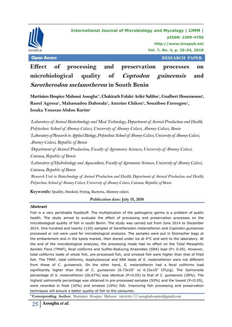 Ppt Effect Of Processing And Preservation Processes On