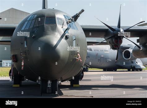 Lockheed C 130 Hercules And C 17 Globemaster At Raf Brize Norton Stock