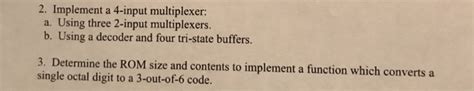 Solved 2 Implement A 4 Input Multiplexer A Using Three