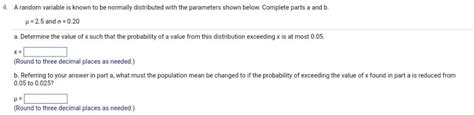 Solved A Random Variable Is Known To Be Normally Chegg