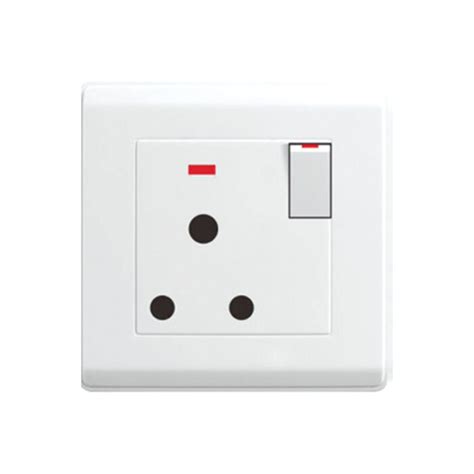 15 Amp Switched Socket With Neon 3 Pin Round Platinum Appollo Power