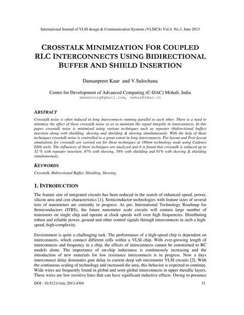 Crosstalk Minimization For Coupled Rlc Interconnects Using