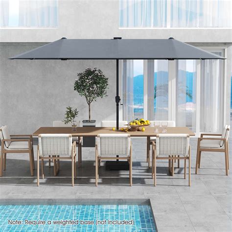 Costway 13 Ft Large Patio Umbrella With Led Solar Lights Crank Handle