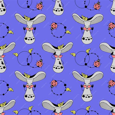 Premium Vector Cute Toadstool Mushroom Seamless Pattern Blue