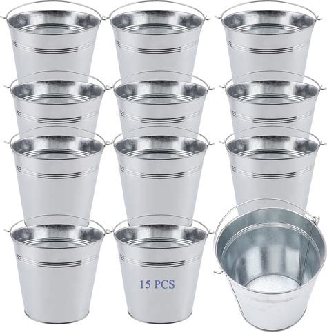 Mahiong 15pcs 5 Inch Galvanized Bucket Small Metal Bucket