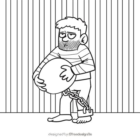Prisoner Cartoon Drawing Black And White Vector Free Download