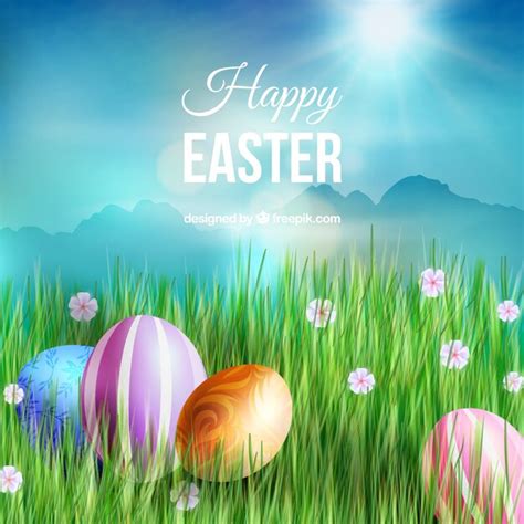 Free Vector Easter Eggs In The Green Grass