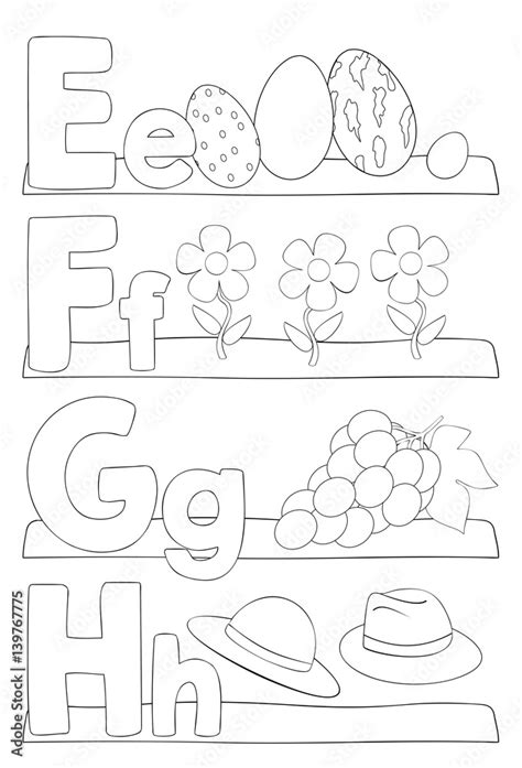 Alphabet Coloring Page Letters E F G H Stock Vector Adobe Stock