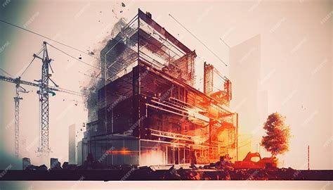 Premium Photo Building Construction Engineering Project Devotion With Double Exposure Design