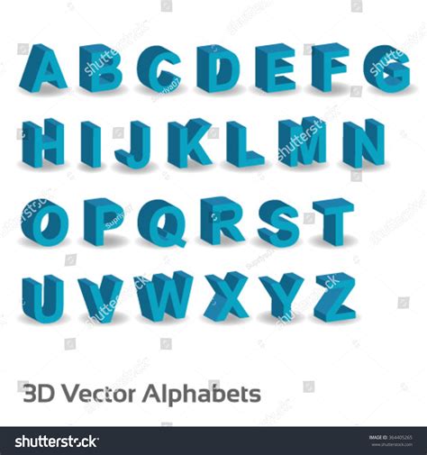 D Alphabets Vector Shadow On White Stock Vector Royalty Free