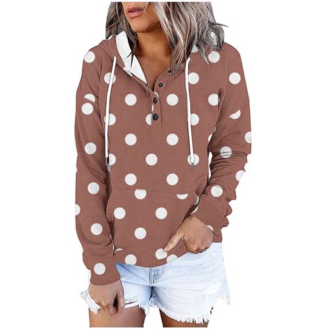Tfeoqry Hooded Sweatshirts For Women Fashion Polka Dot Printed Pullover