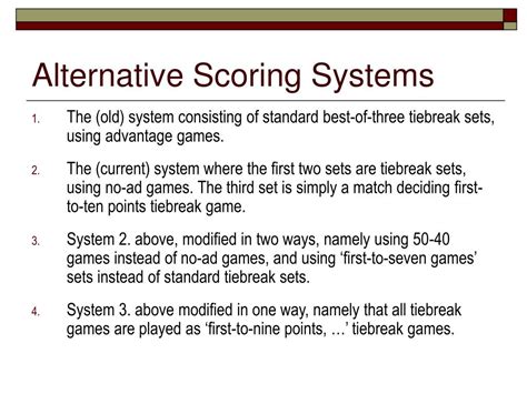 Ppt Some Alternative Mens Doubles Scoring Systems Powerpoint Presentation Id807175