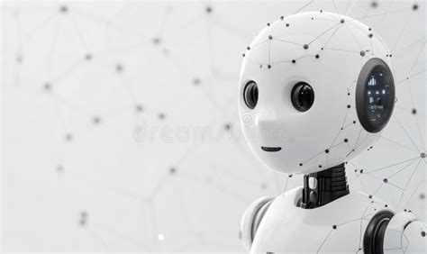 Futuristic Humanoid Robot With Digital Interface And Network