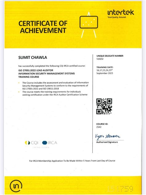 Sumit Chawla On Linkedin Iso27001 Leadauditor Informationsecurity