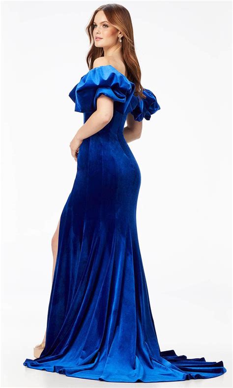 Ashley Lauren 11217 Off Shoulder Ruffle Long Dress Couture Candy