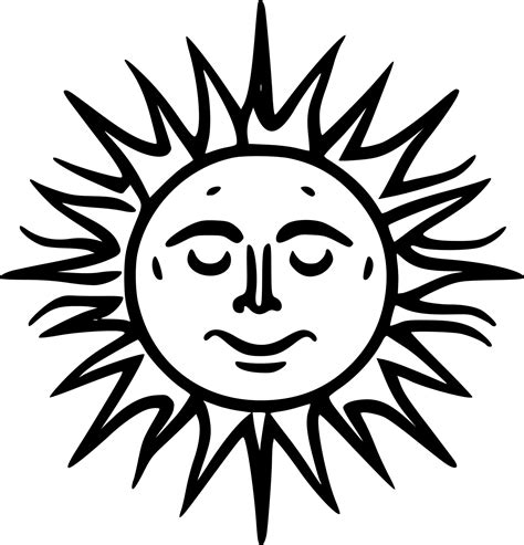 Sun Black And White Vector Illustration 23553138 Vector Art At Vecteezy