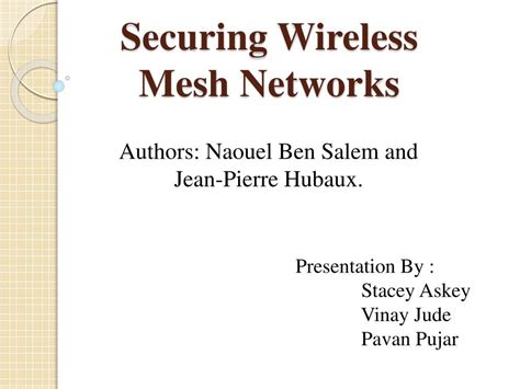 Ppt Securing Wireless Mesh Networks Powerpoint Presentation Free Download Id2647999