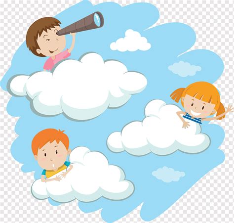 Niños En La Caricatura De La Nube Png Pngwing