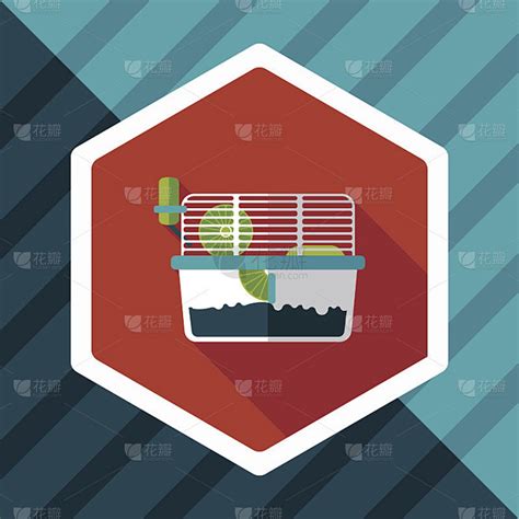 宠物鼠笼平面图标与长影子，eps10