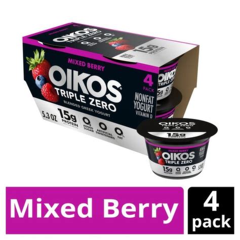 Oikos Triple Zero Mixed Berry Flavored Blended Greek Nonfat Yogurt 53