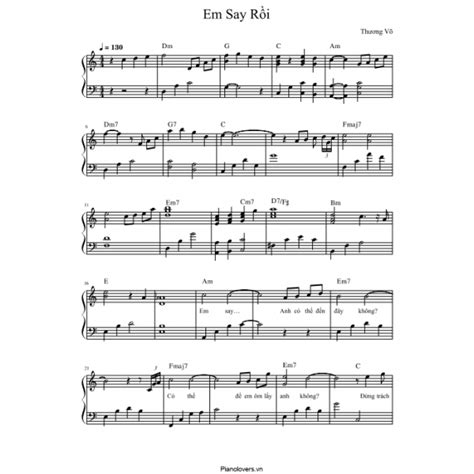 Em Say Rồi Thương Võ Piano Sheet