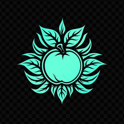 Premium Psd A Symbol Of The Sun With A Green Leaf On The Black Background
