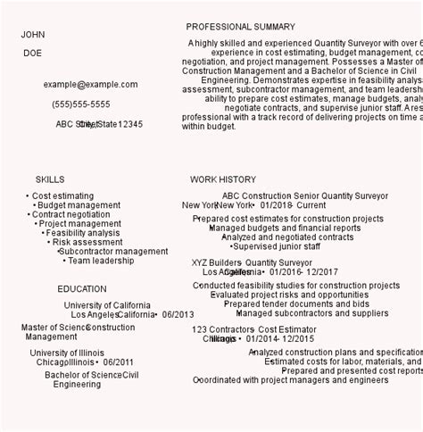 6 Great Quantity Surveyor Resume Examples Livecareer